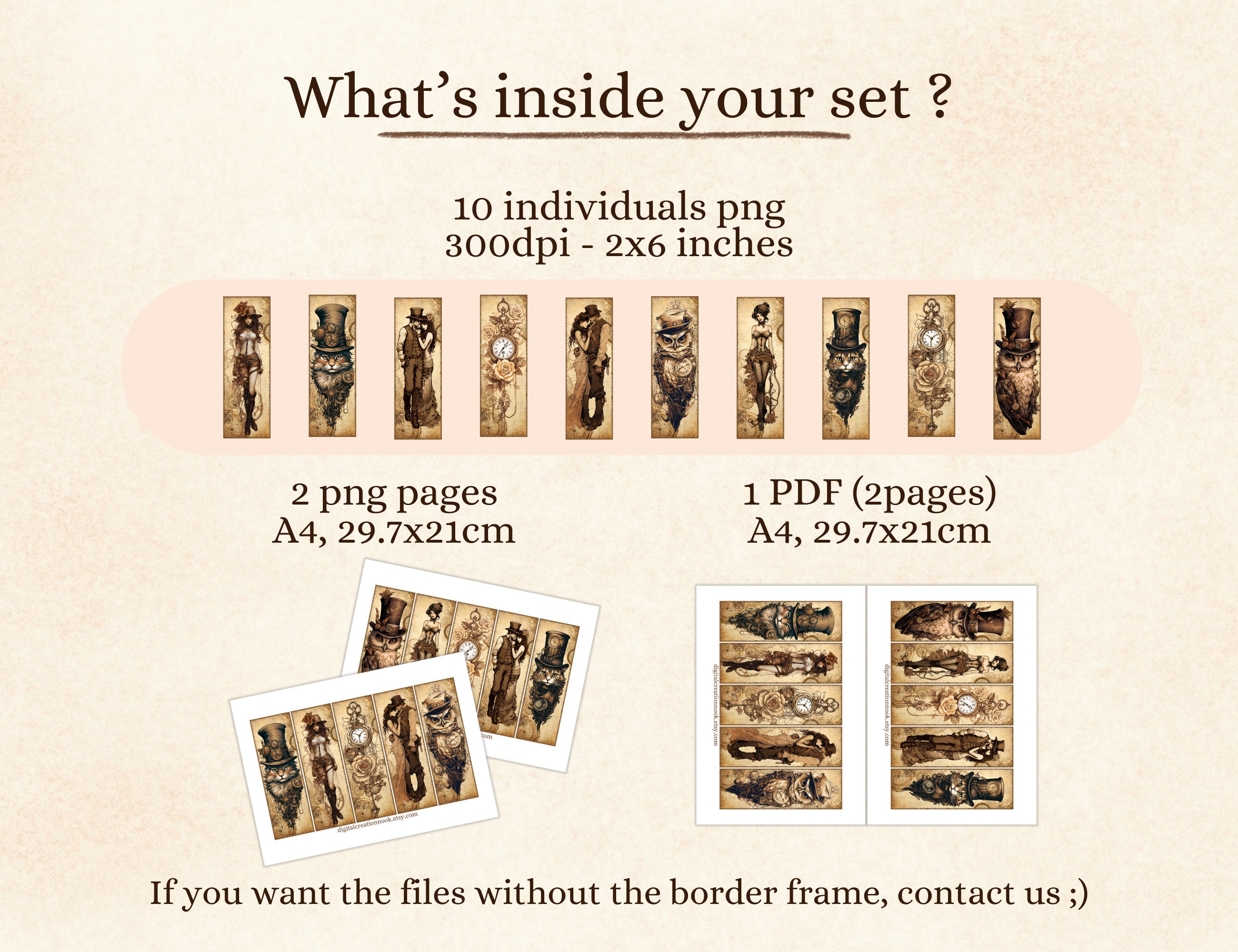 Steampunk Vibes Printable Bookmarks for Book Lovers, Grunge Steampunk ...