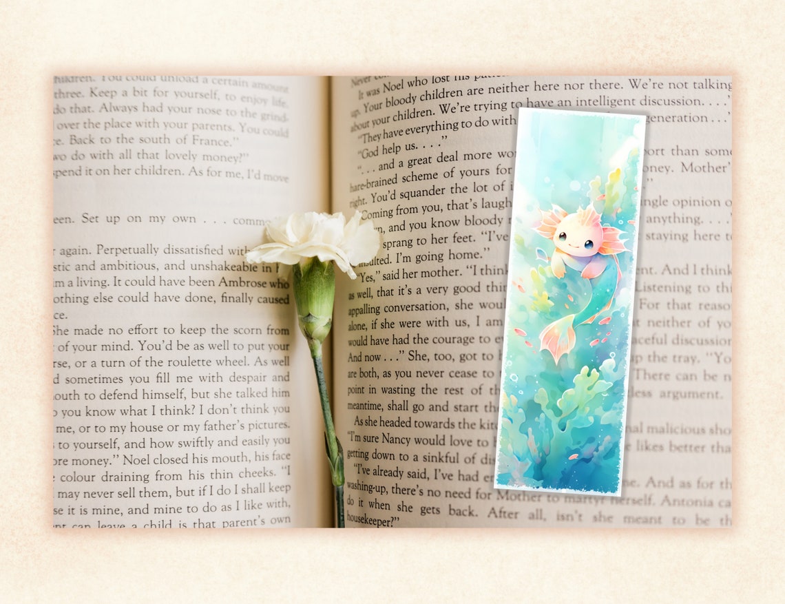 Cute Axolotls Printable Bookmarks for Book Lovers, Adorable Sea Animals ...