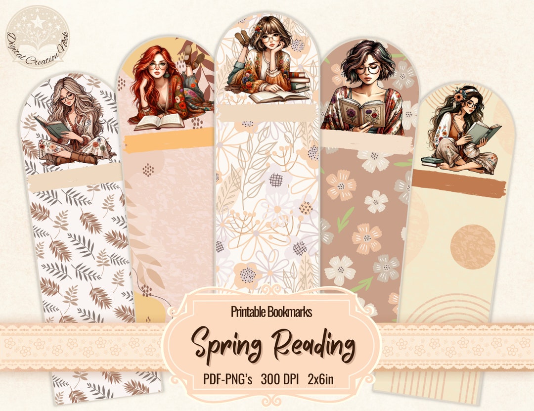 Spring Reading Printable Bookmarks for Book Lovers, Boho Inspired ...