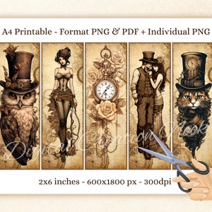 Steampunk Vibes Printable Bookmarks for Book Lovers, Grunge Steampunk ...