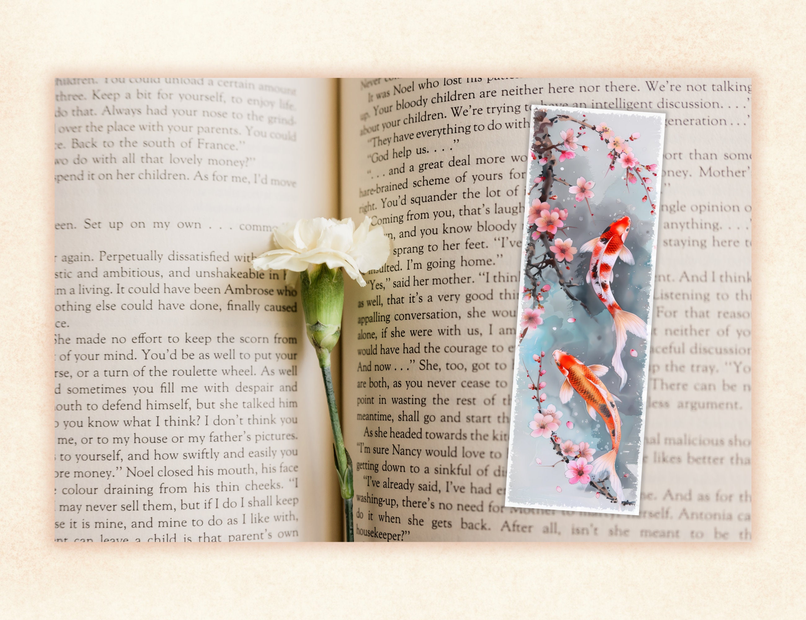 Spring Koi Fish Printable Bookmarks for Book Lovers, Japanese Spring ...