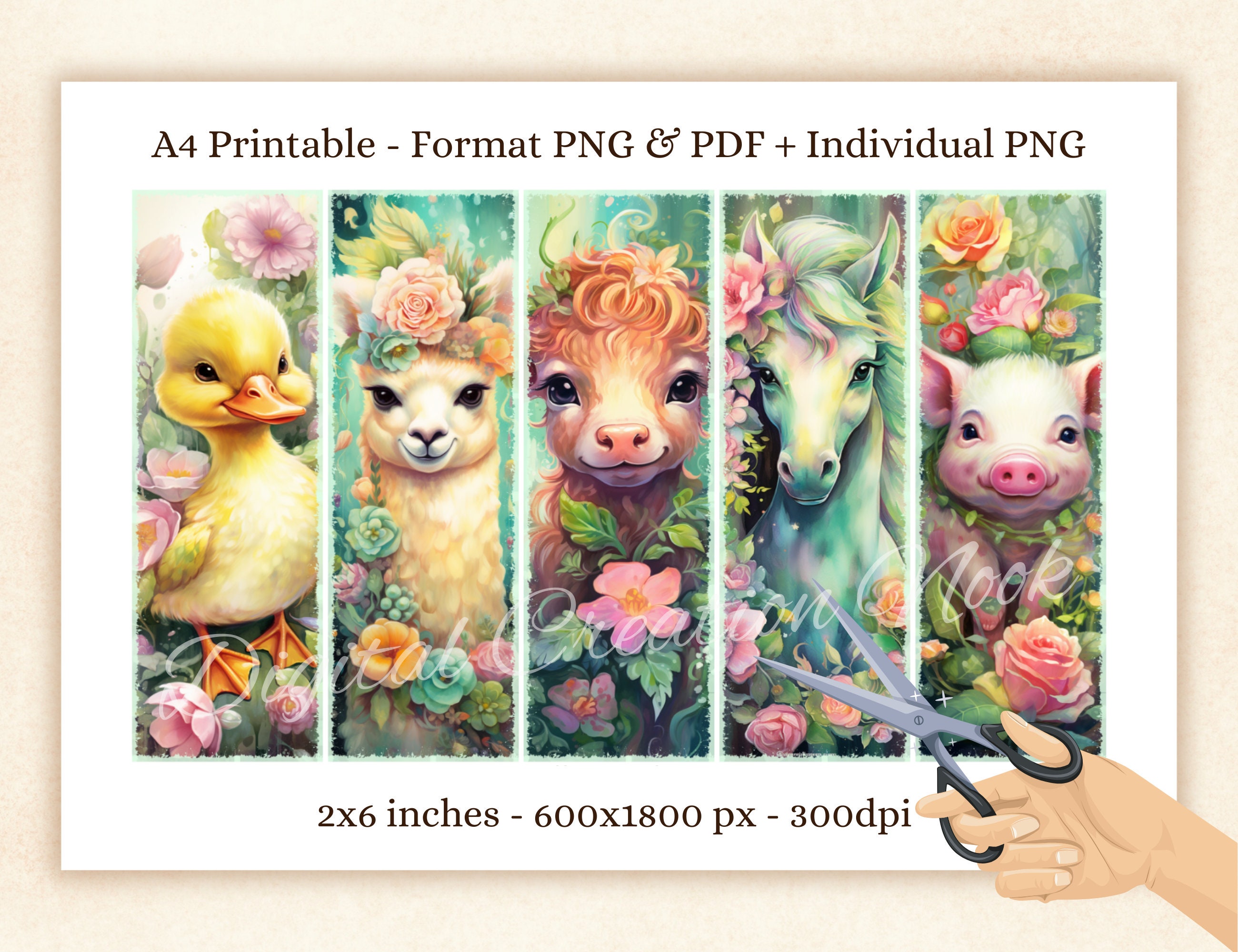 Cute Farm Animals Printable Bookmarks for Book Lovers, Happy Animals ...