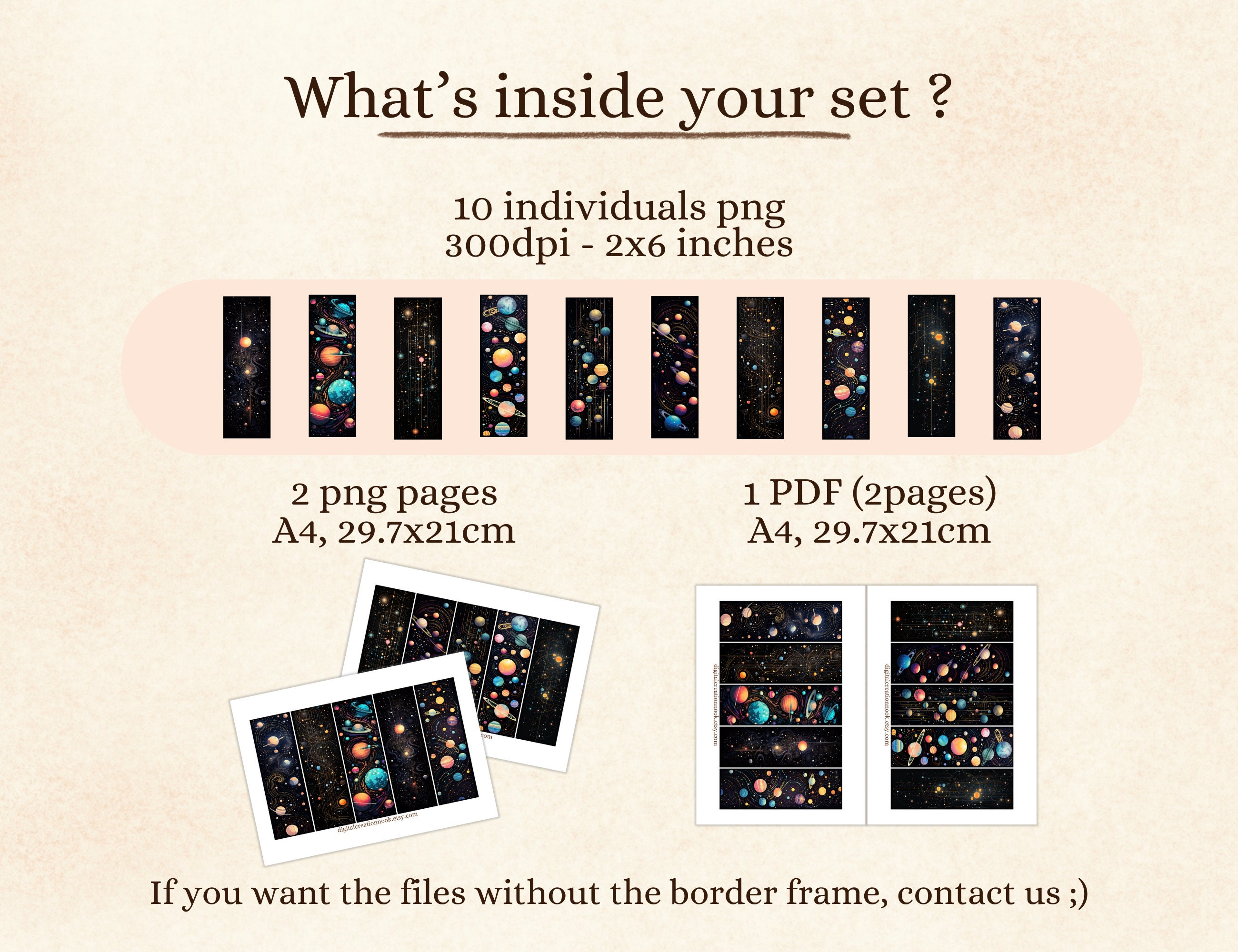 Colorful Planets Printable Bookmarks for Book Lovers, Space Designs ...