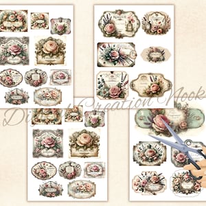 Shabby Chic Perfume Labels and Tags for Junk Journal, Flowering Vintage ...
