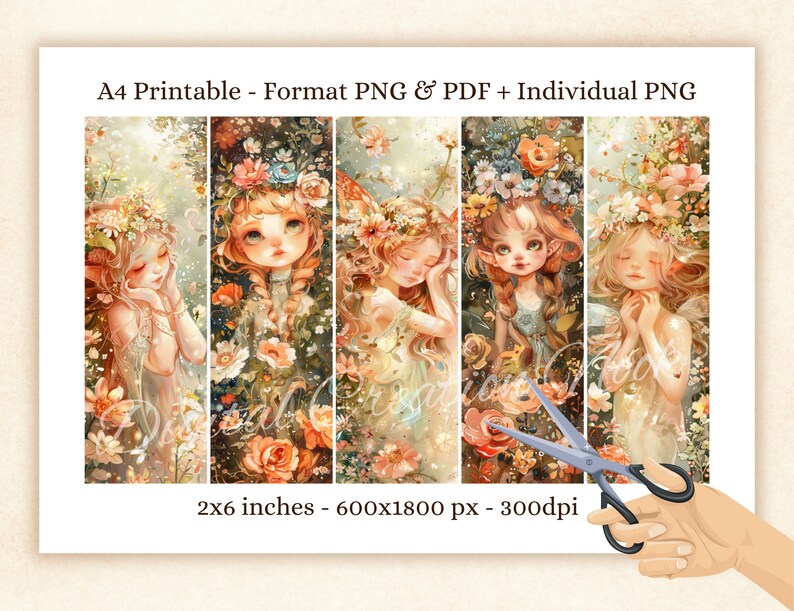 Sweet Fairies Printable Bookmarks for Book Lovers, Spring Fantasy ...