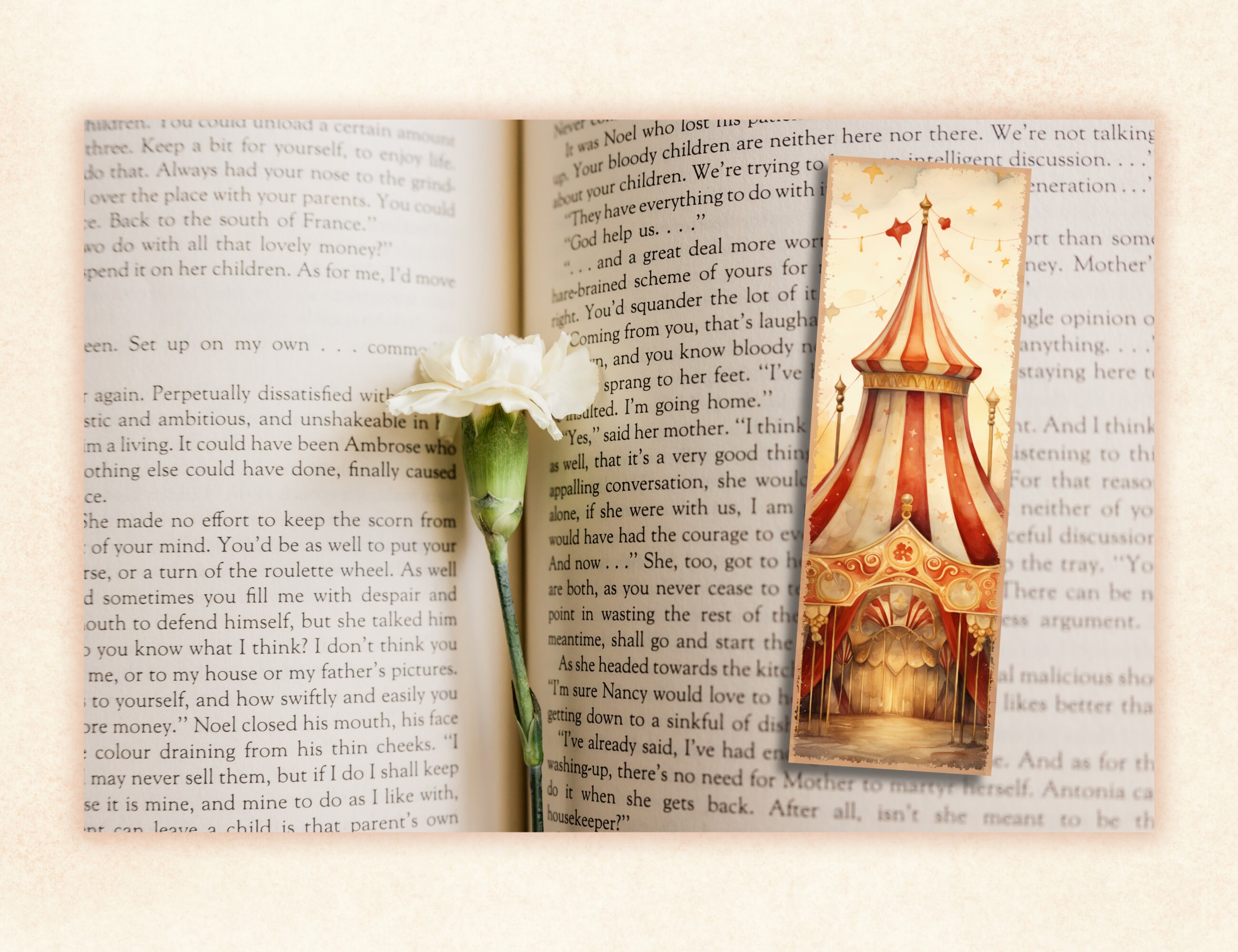 Vintage Circus Printable Bookmarks for Book Lovers, Pierrot Elephant ...