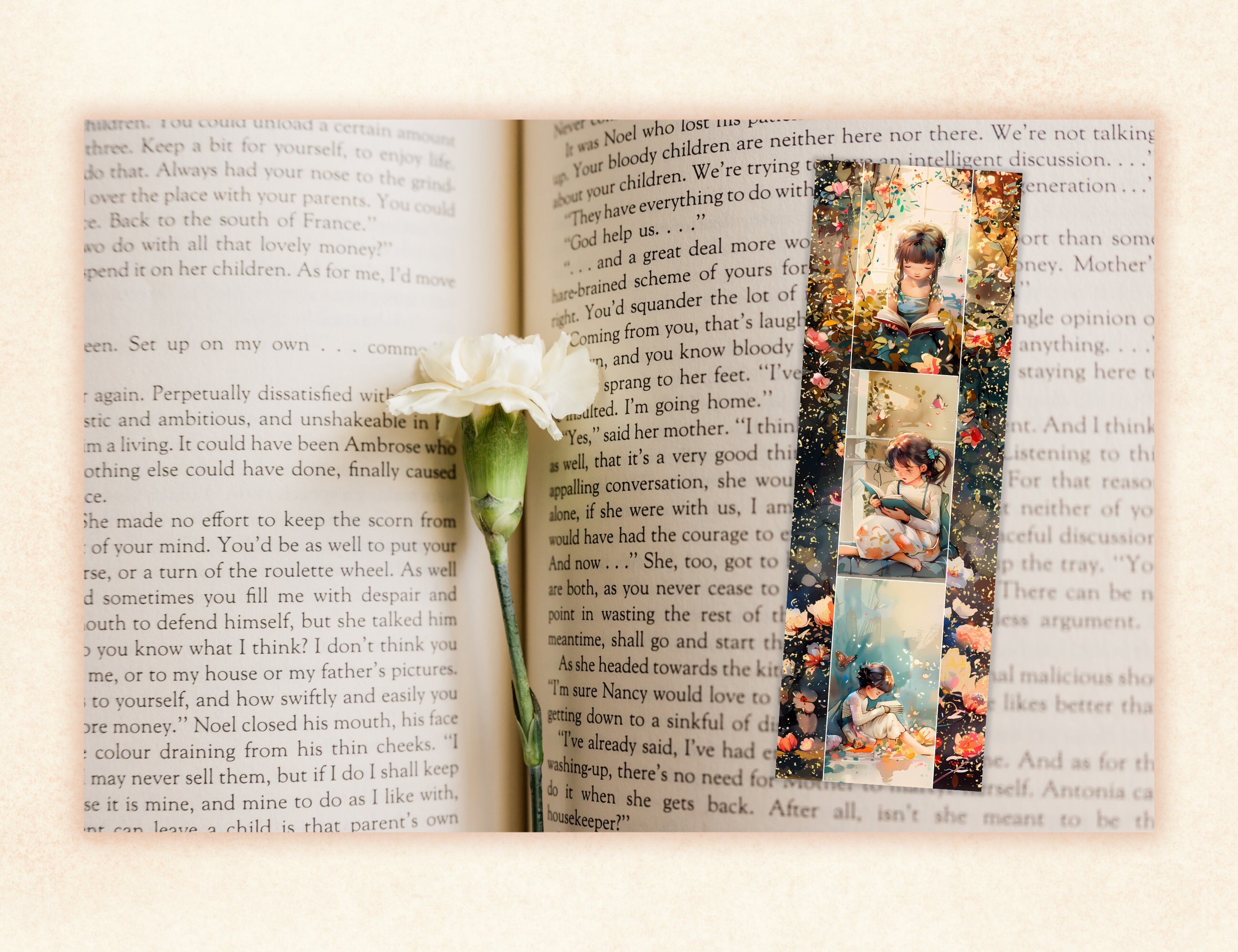 Reading Time Printable Bookmarks for Book Lovers, Flowering Cute Girl ...
