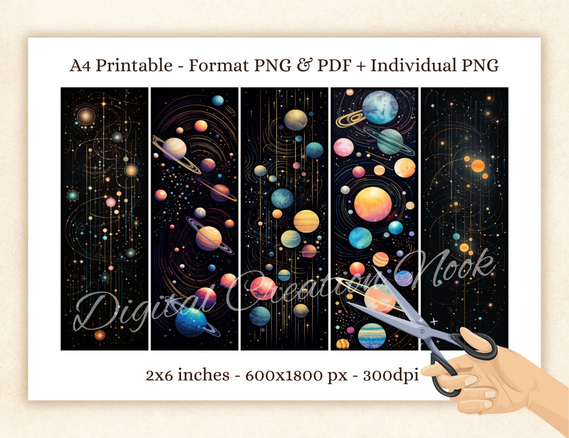 Colorful Planets Printable Bookmarks for Book Lovers, Space Designs ...