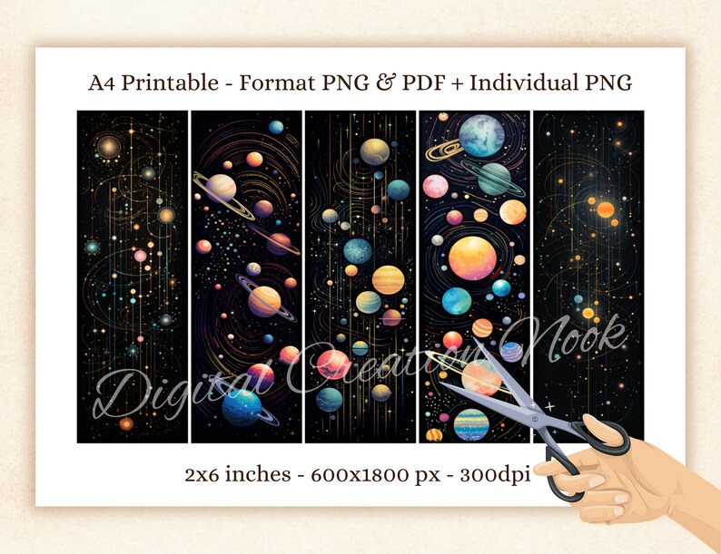 Colorful Planets Printable Bookmarks for Book Lovers, Space Designs ...
