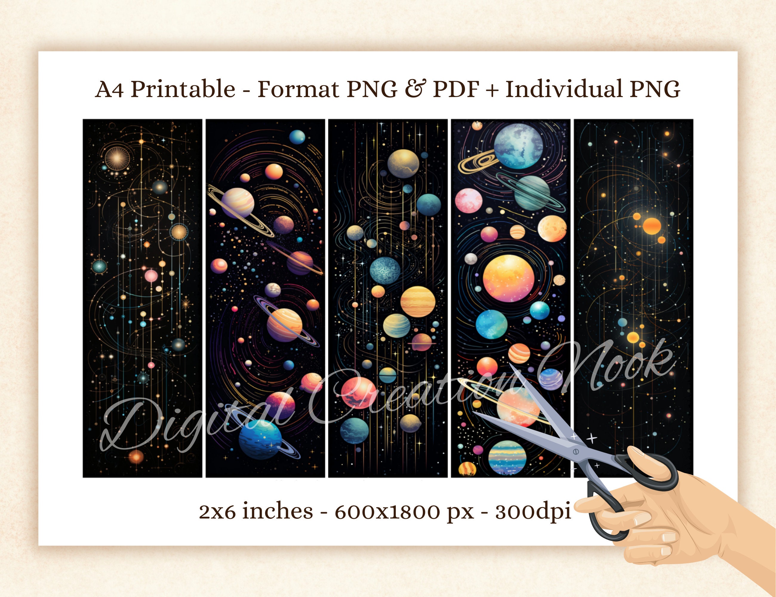 Colorful Planets Printable Bookmarks for Book Lovers, Space Designs ...