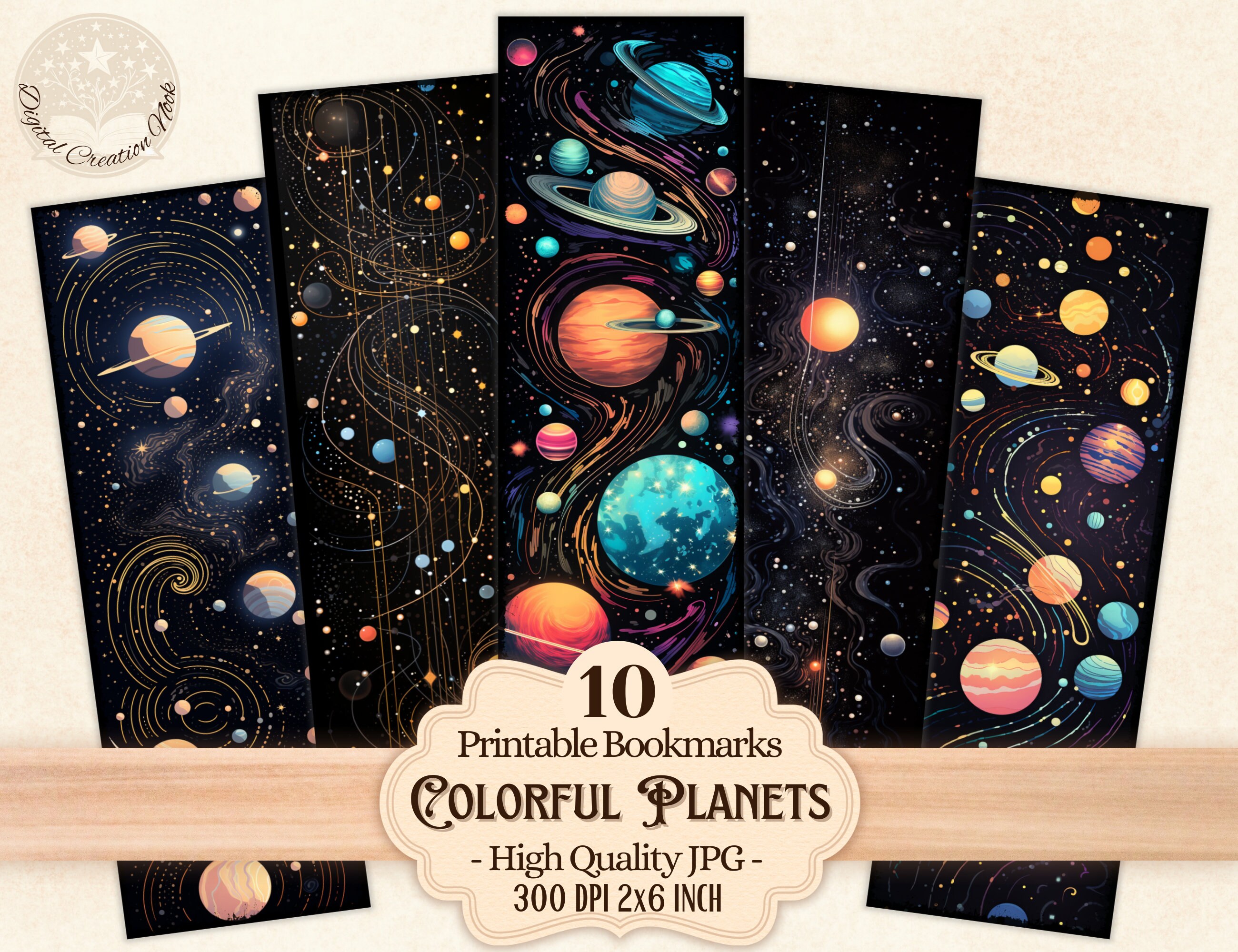 Colorful Planets Printable Bookmarks for Book Lovers, Space Designs ...