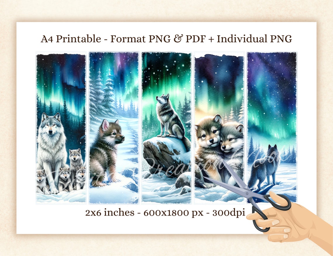 Arctic Wolves Printable Bookmarks for Book Lovers, Winter Animal for ...