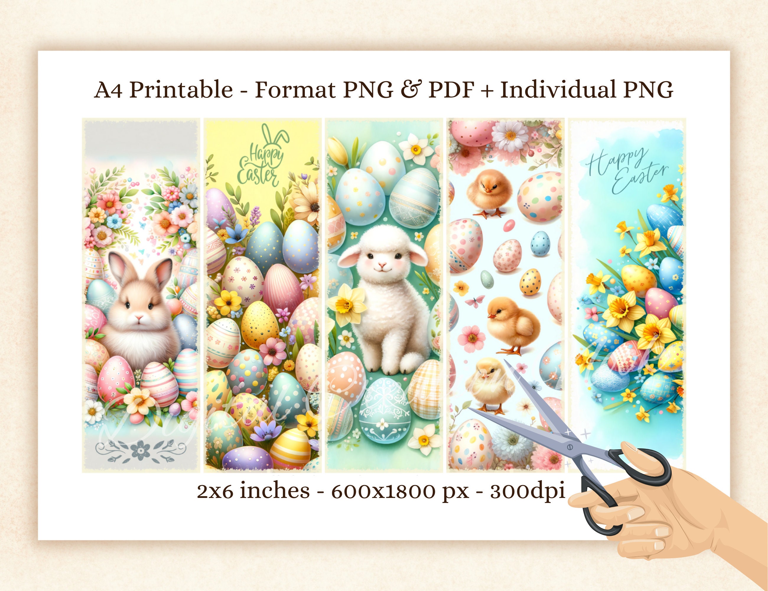 Happy Easter Printable Bookmarks for Book Lovers, Easter Floral Animals ...