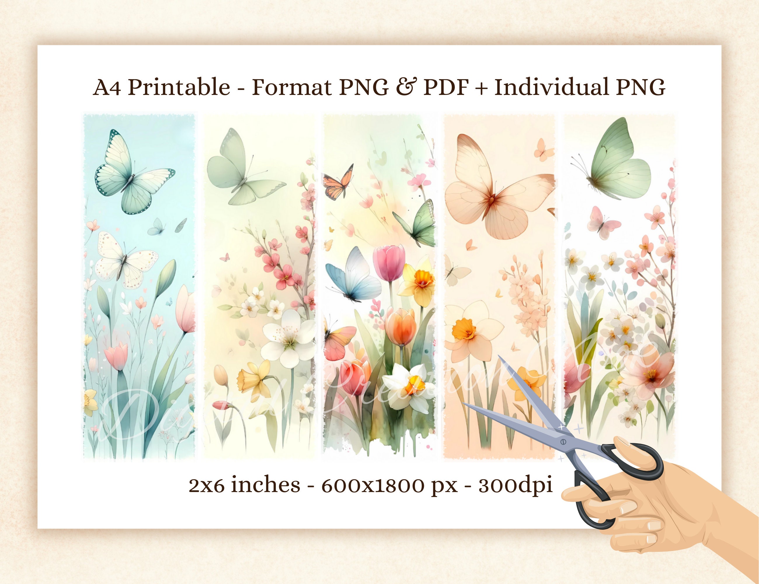 Spring Butterflies Printable Bookmarks for Book Lovers, Spring ...