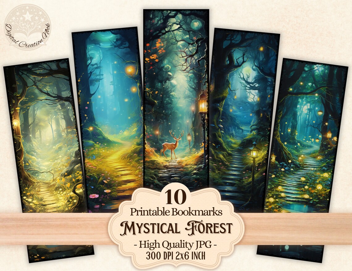 Mystical Forest Printable Bookmarks for Book Lovers, Whimsical ...