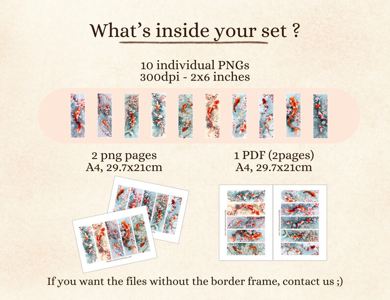 Spring Koi Fish Printable Bookmarks for Book Lovers, Japanese Spring ...