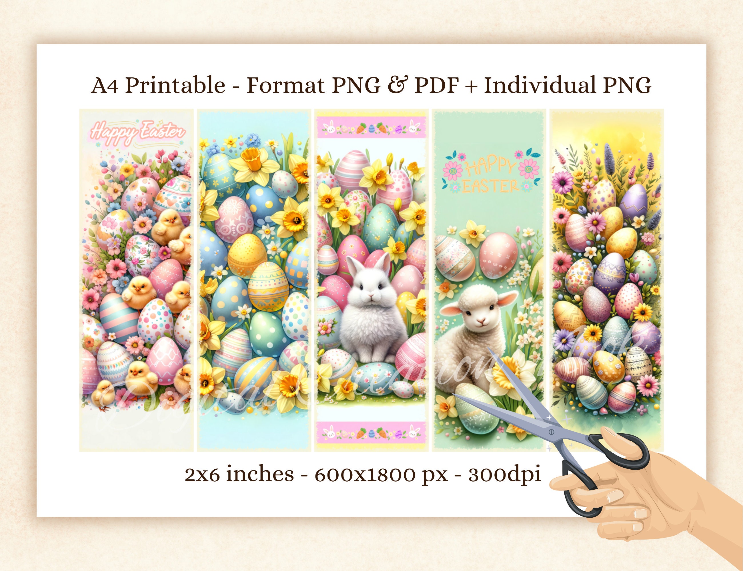 Happy Easter Printable Bookmarks for Book Lovers, Easter Floral Animals ...