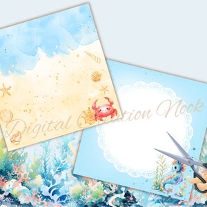 Sea Animal Digital Papers for Scrapbook Album and Junk Journal, Summer ...