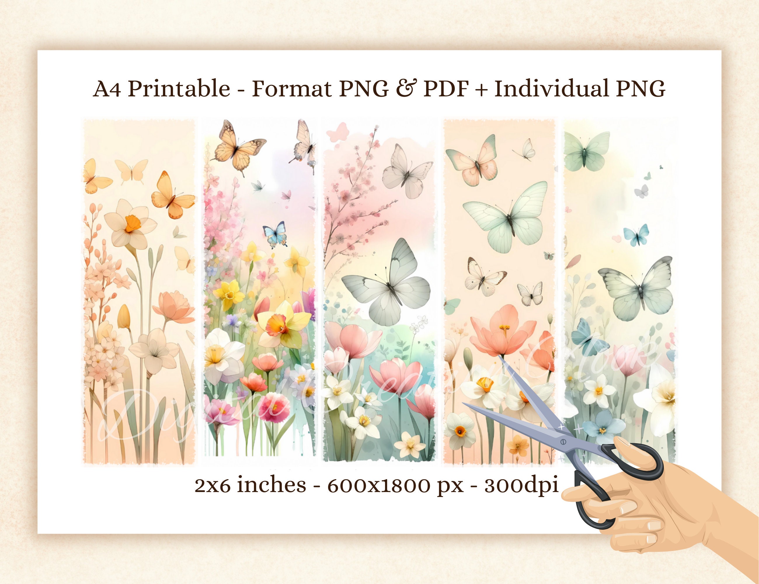 Spring Butterflies Printable Bookmarks for Book Lovers, Spring ...