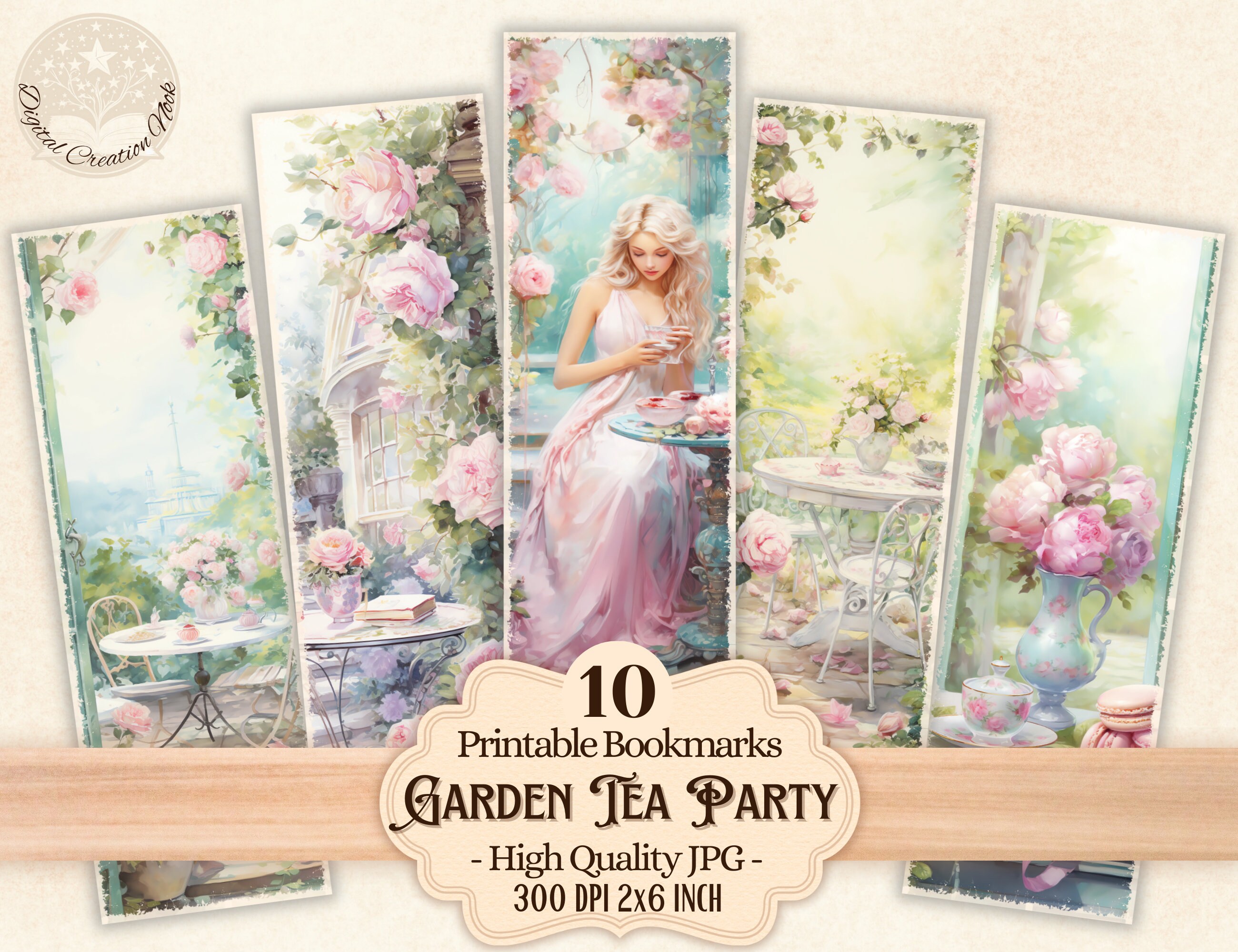 Garden Tea Party Printable Bookmarks for Book Lovers - Etsy
