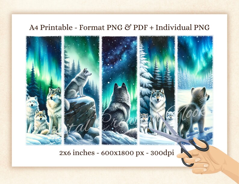 Arctic Wolves Printable Bookmarks for Book Lovers, Winter Animal for ...