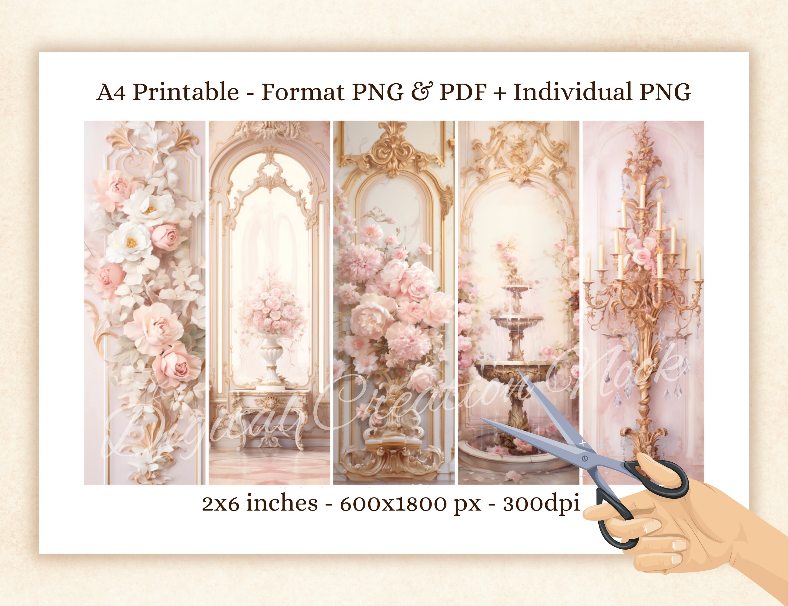 Pink Rococo Printable Bookmarks for Book Lovers, Viintage Floral, Iris ...