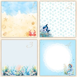 Sea Animal Digital Papers for Scrapbook Album and Junk Journal, Summer ...