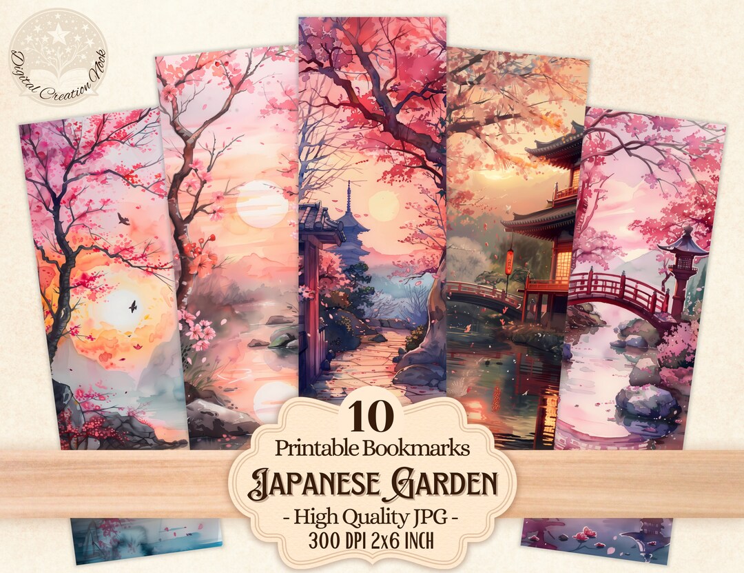 Japanese Garden Printable Bookmarks for Book Lovers, Zen Japanese ...