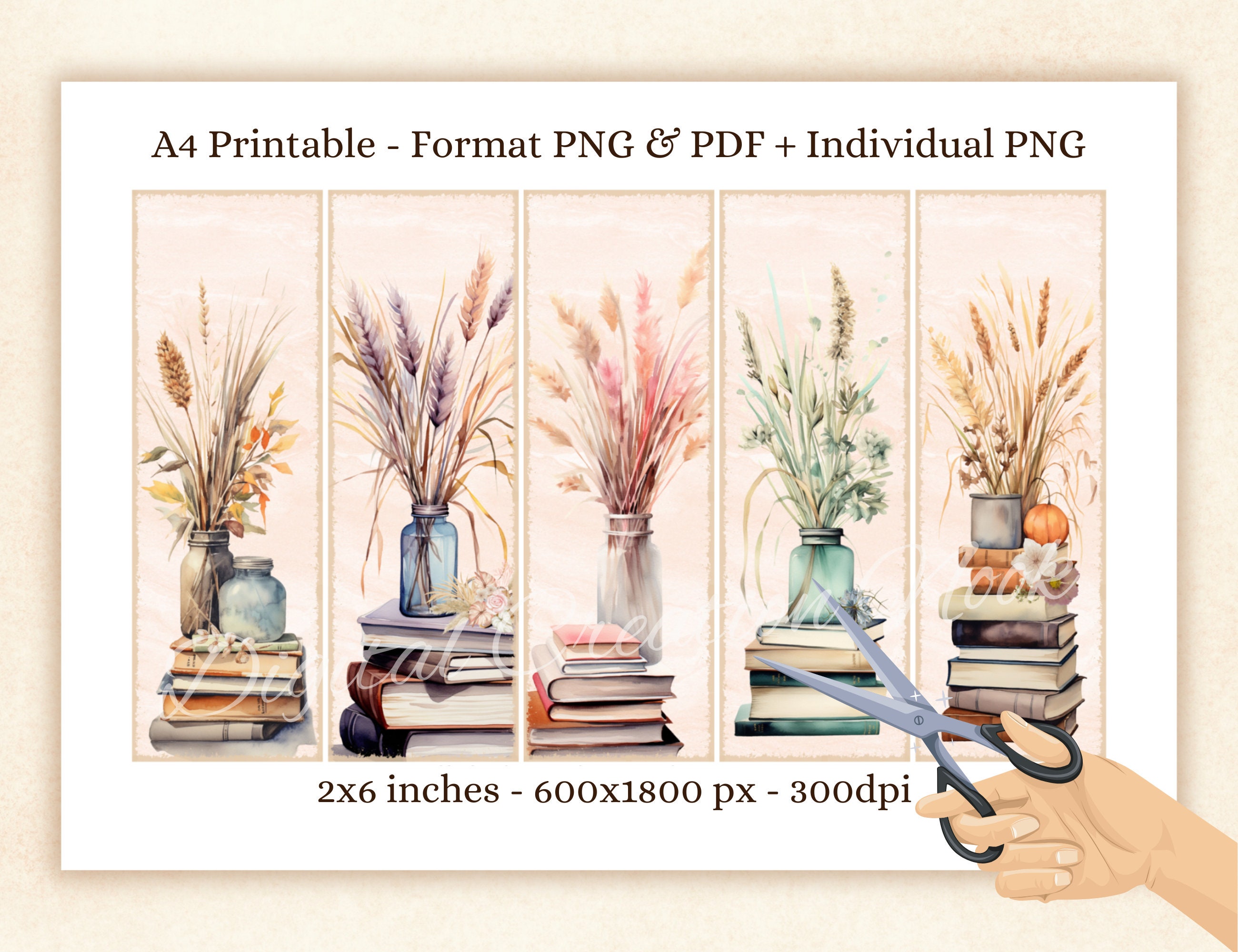 Boho Bouquets Printable Bookmarks for Book Lovers, Cozy Reading Floral ...