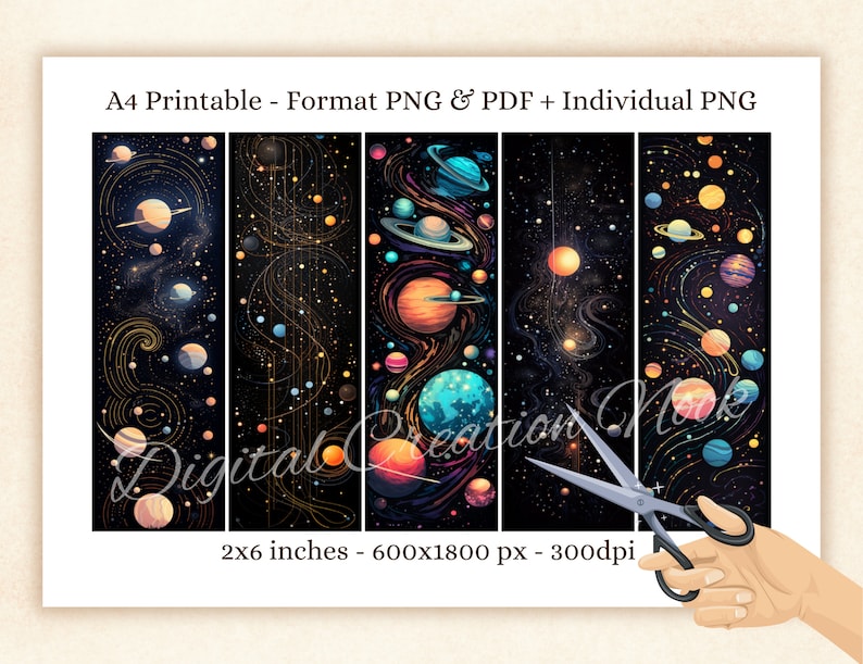 Colorful Planets Printable Bookmarks for Book Lovers, Space Designs ...