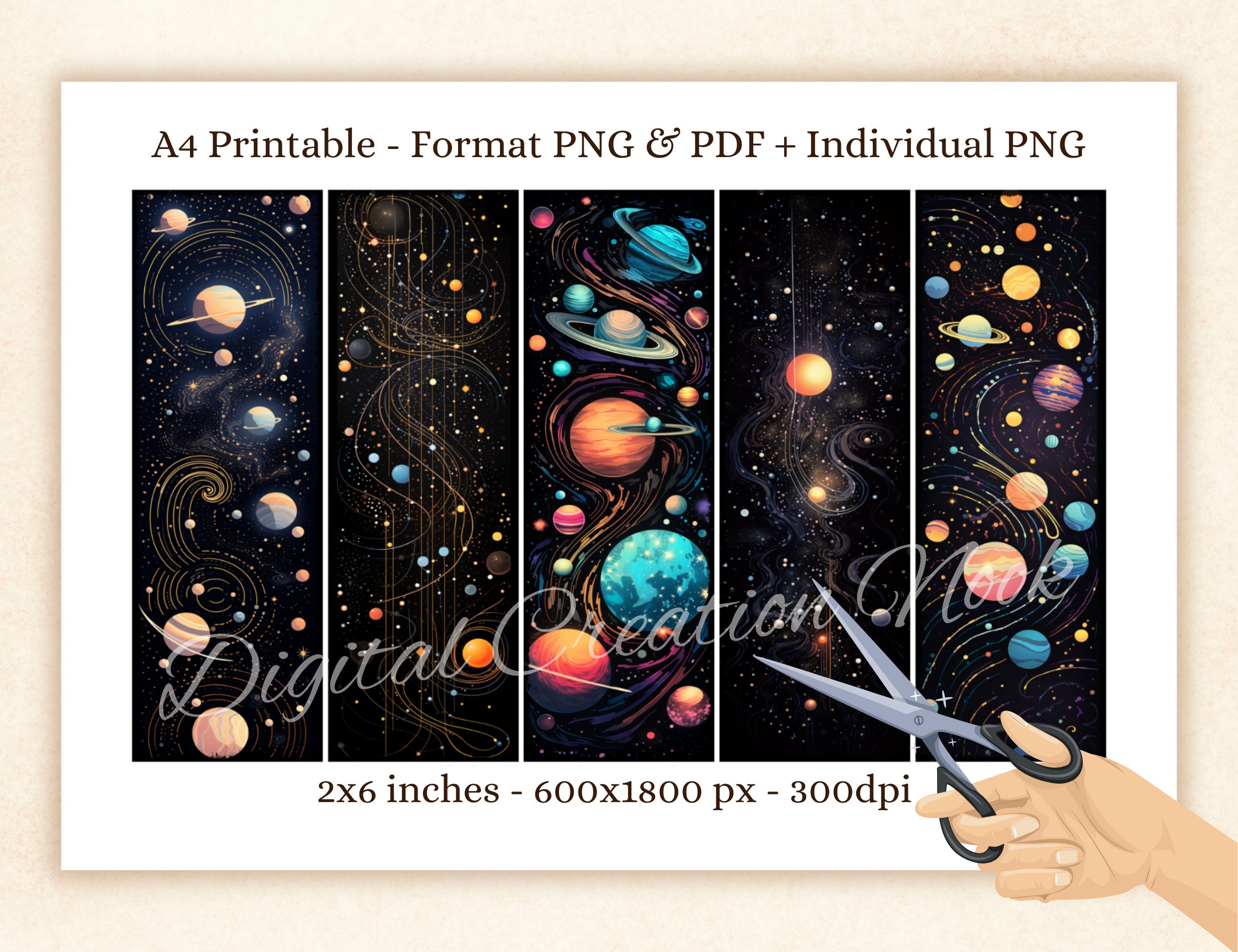 Colorful Planets Printable Bookmarks for Book Lovers, Space Designs ...