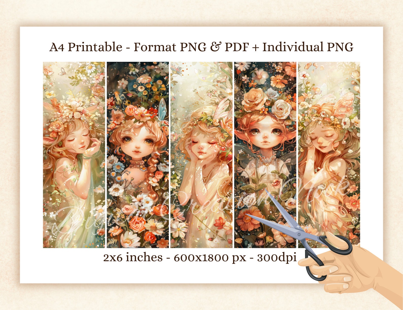 Sweet Fairies Printable Bookmarks for Book Lovers, Spring Fantasy ...