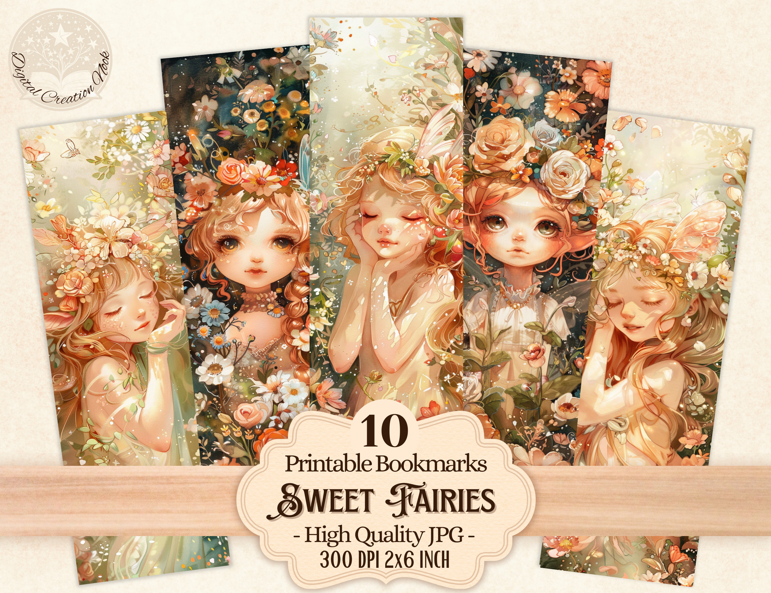 Sweet Fairies Printable Bookmarks for Book Lovers, Spring Fantasy ...