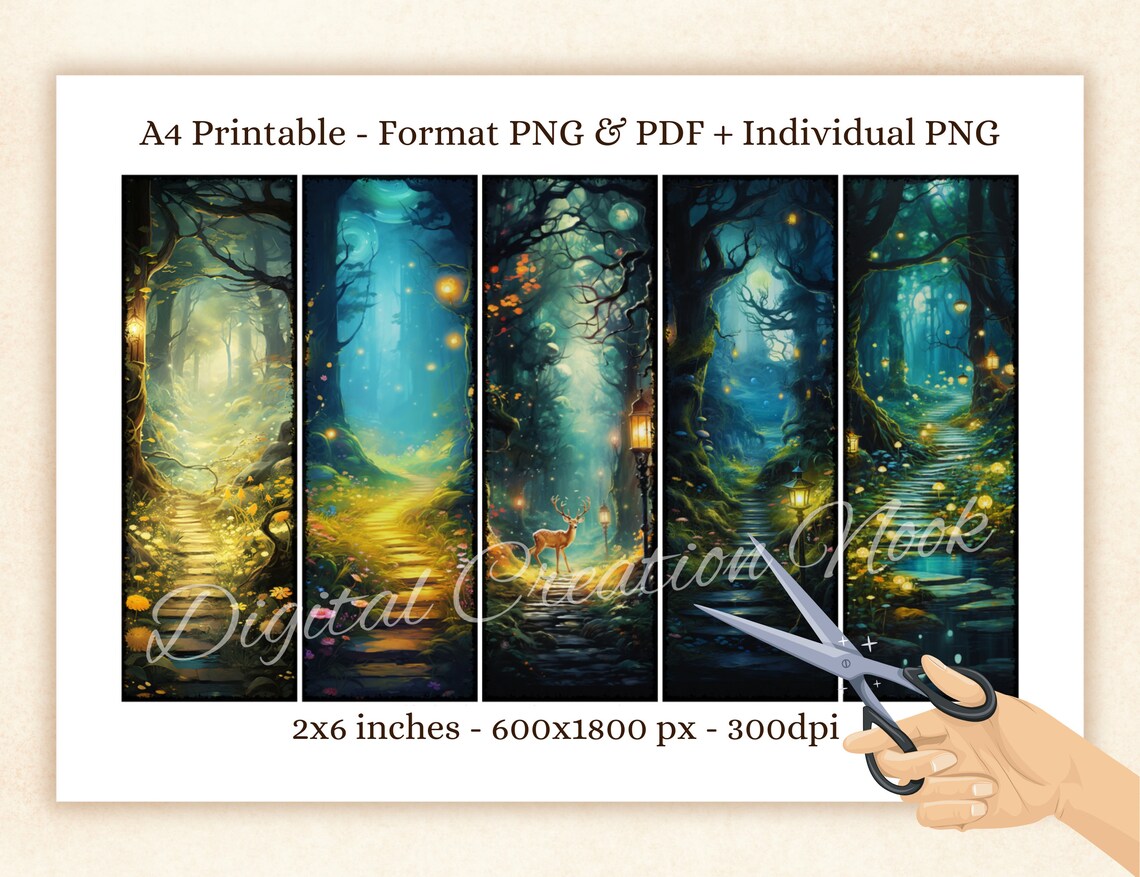 Mystical Forest Printable Bookmarks for Book Lovers, Whimsical ...