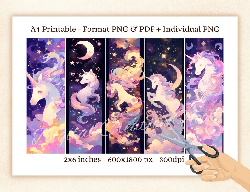 Unicorn Dream Printable Bookmarks for Book Lovers, Fantasy, Moon and ...