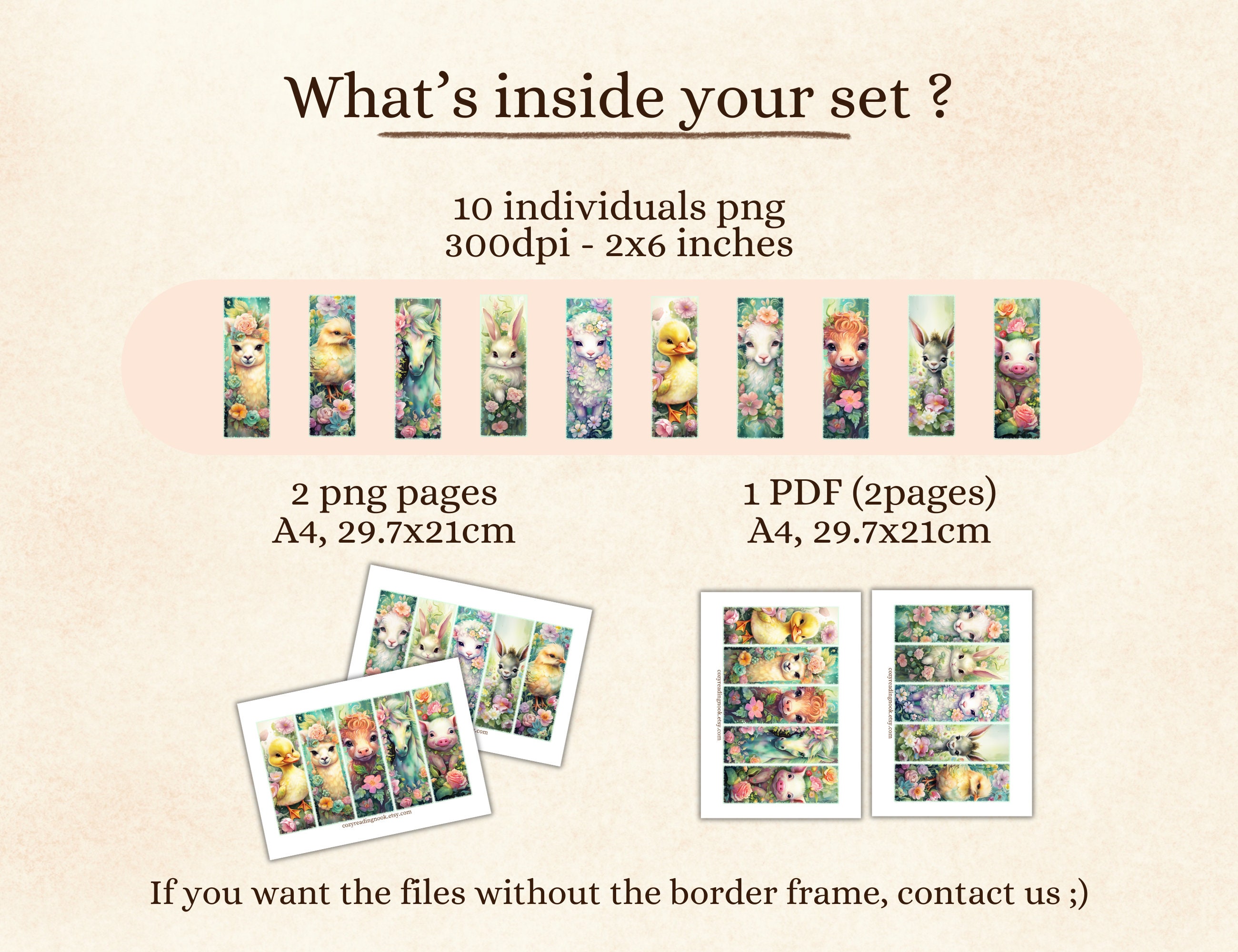 Cute Farm Animals Printable Bookmarks for Book Lovers, Happy Animals ...
