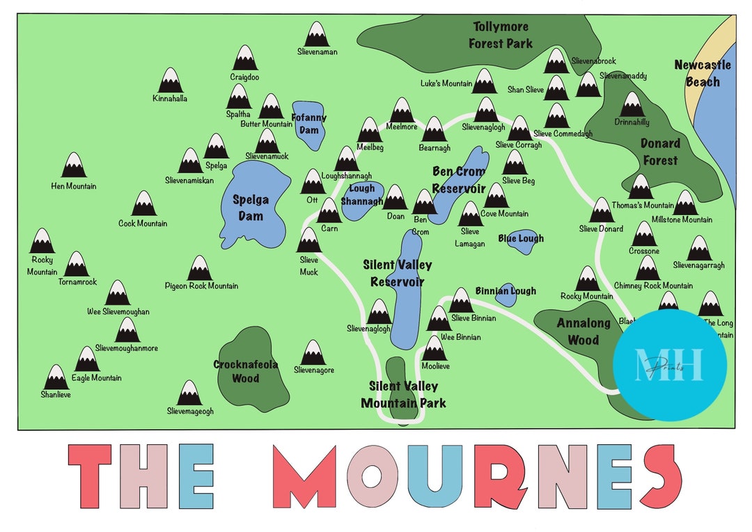 Hand-illustrated Mourne Mountains Map - Etsy