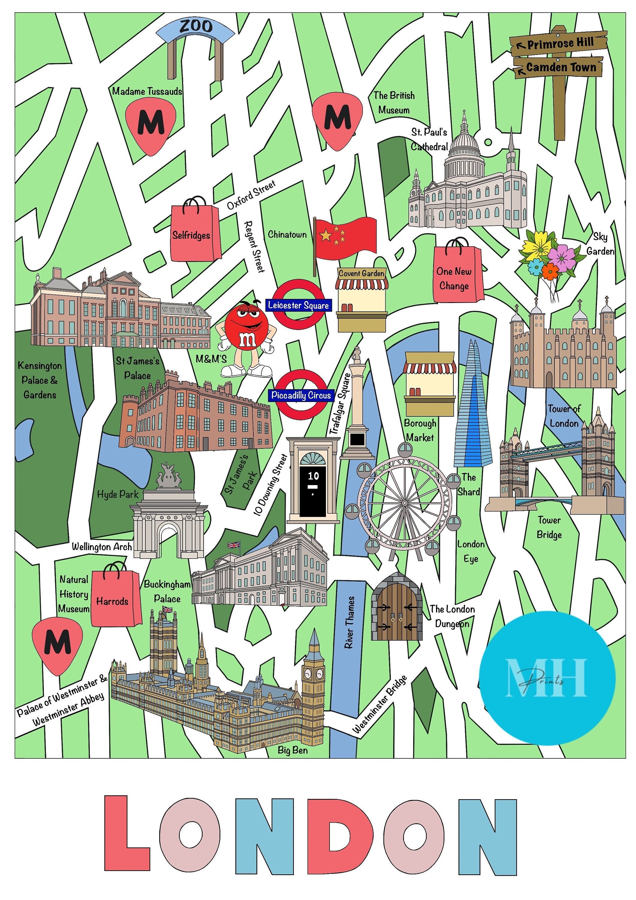 Hand-illustrated London City Map - Etsy