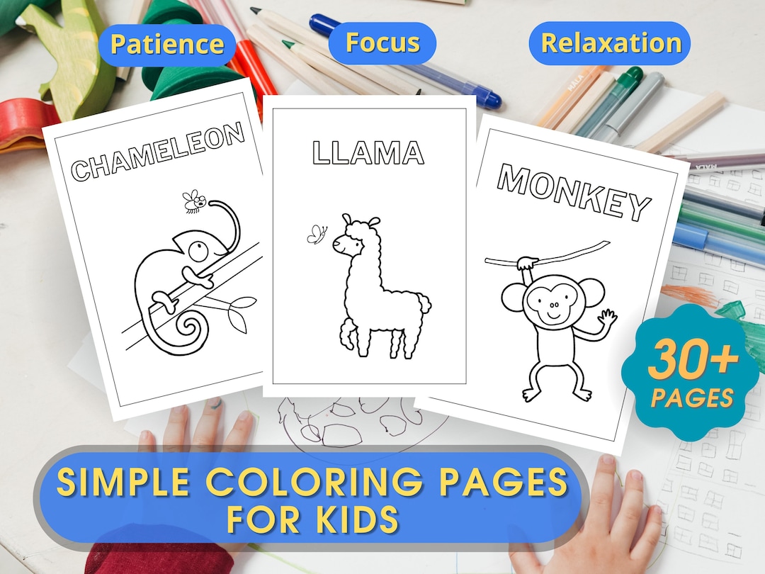 Simple Coloring Book Coloring Animal Book Colorinf for Kids - Etsy