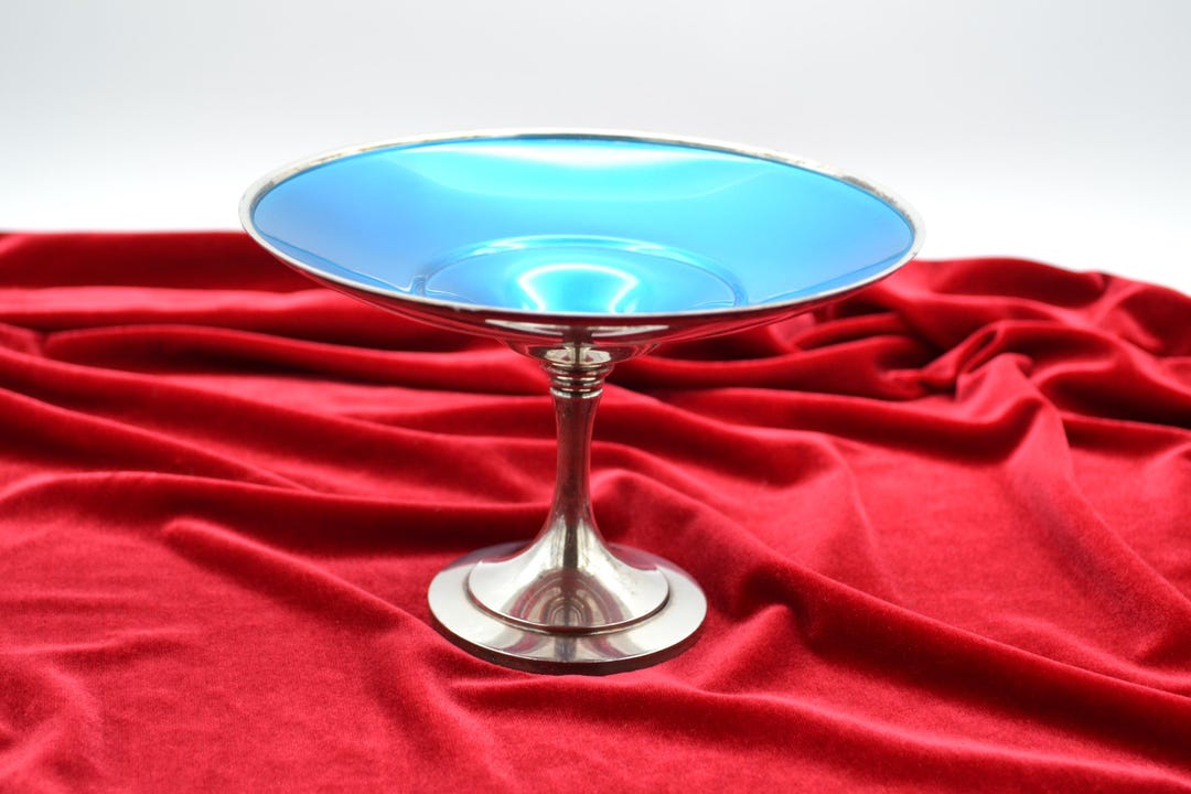 Oneida Silversmiths Vintage Peacock Blue Candy Dish - Etsy