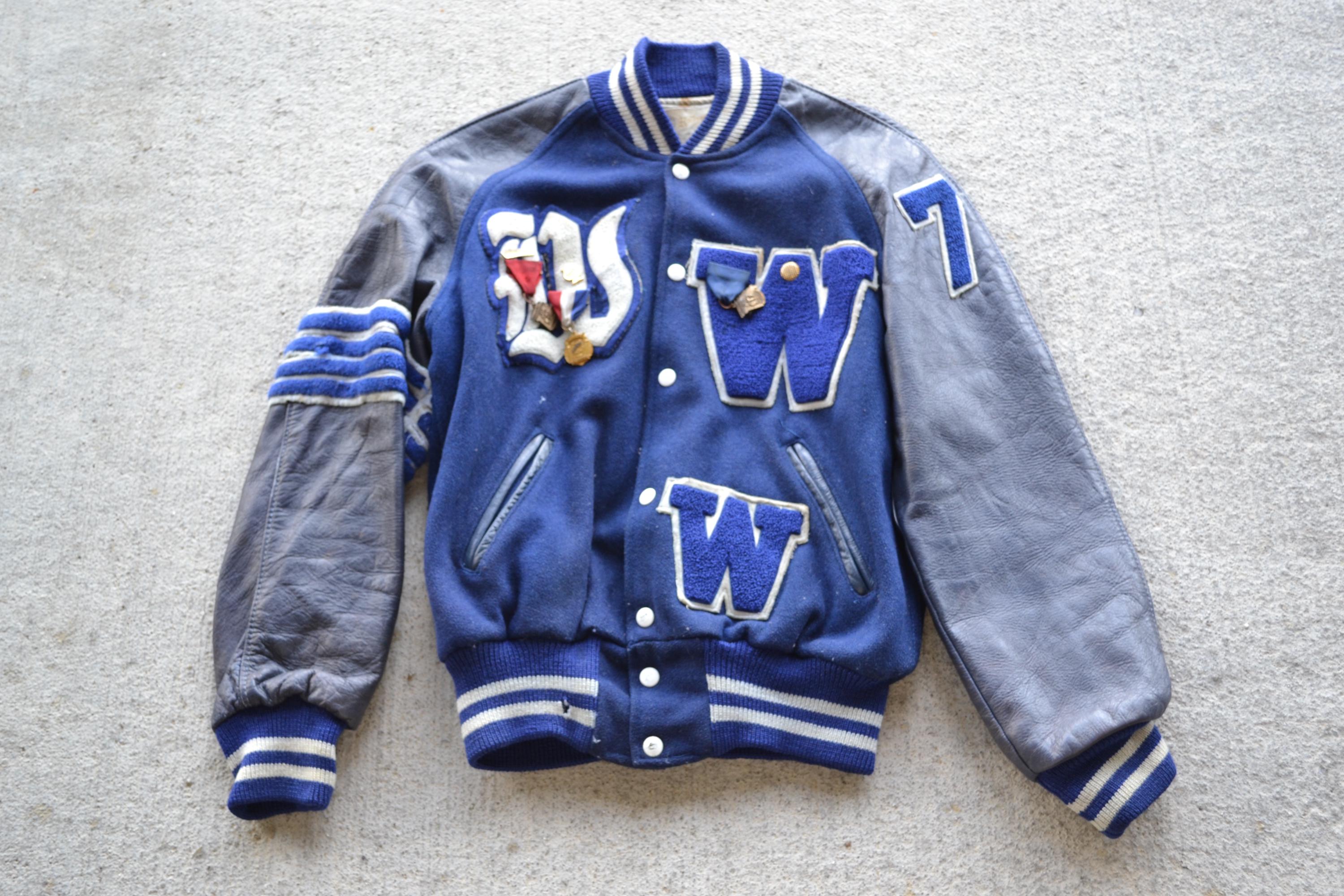 Vintage Blue Varsity Jacket With Patches and Medals Fits L - Etsy