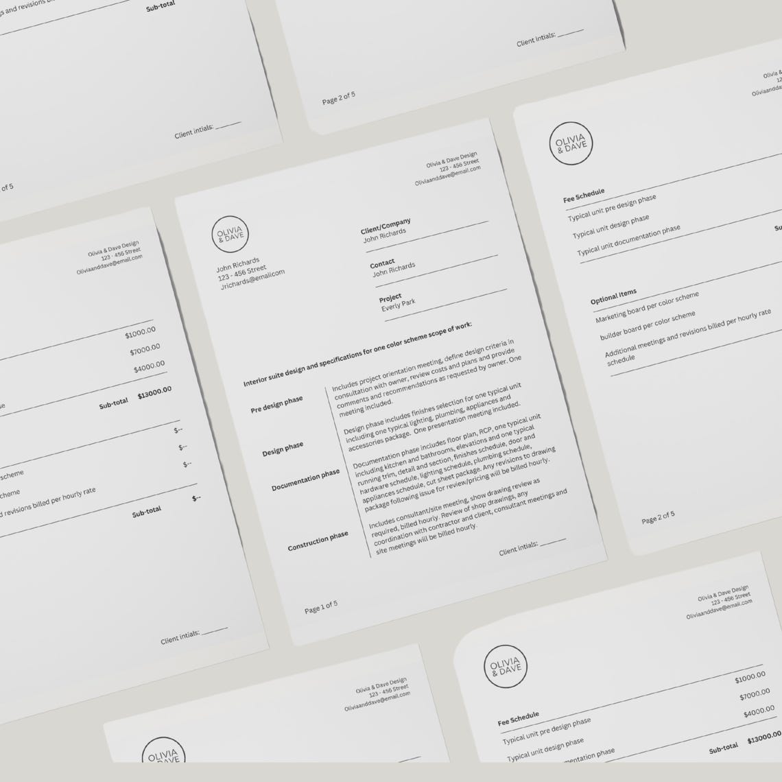 Interior Design Fee Proposal Template: Client Invoice (canva Editable ...