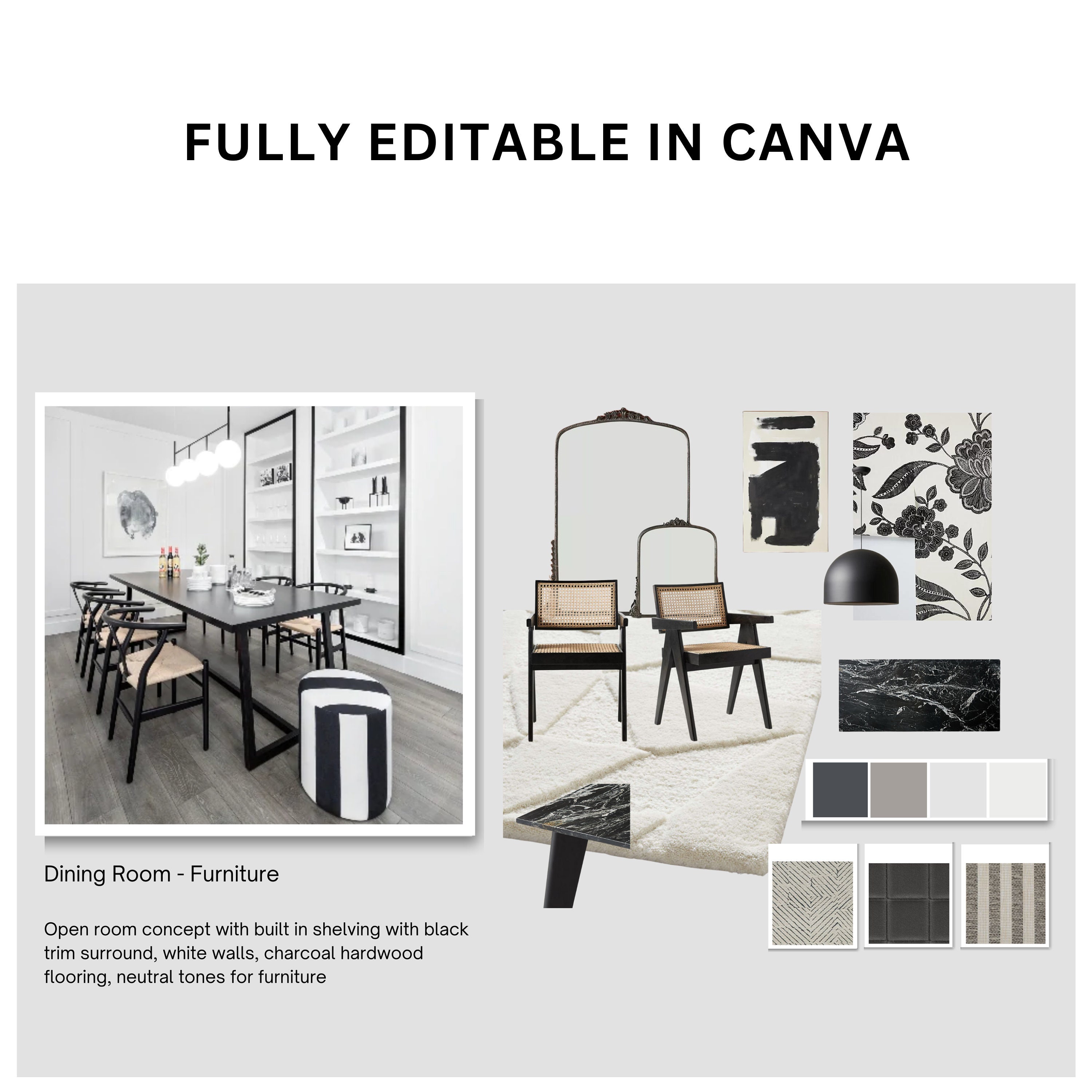 Interior Design Furniture and Finishes Mood Board Templates, Edit in ...