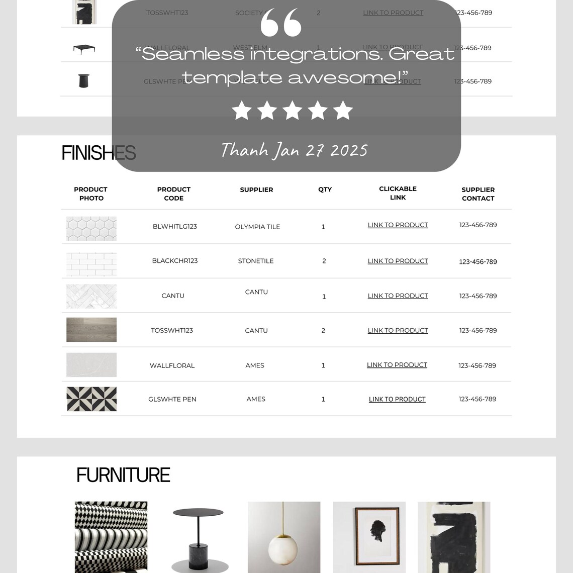 Interior Design Schedule Template, FF&E Canva Template, Edit in Canva ...
