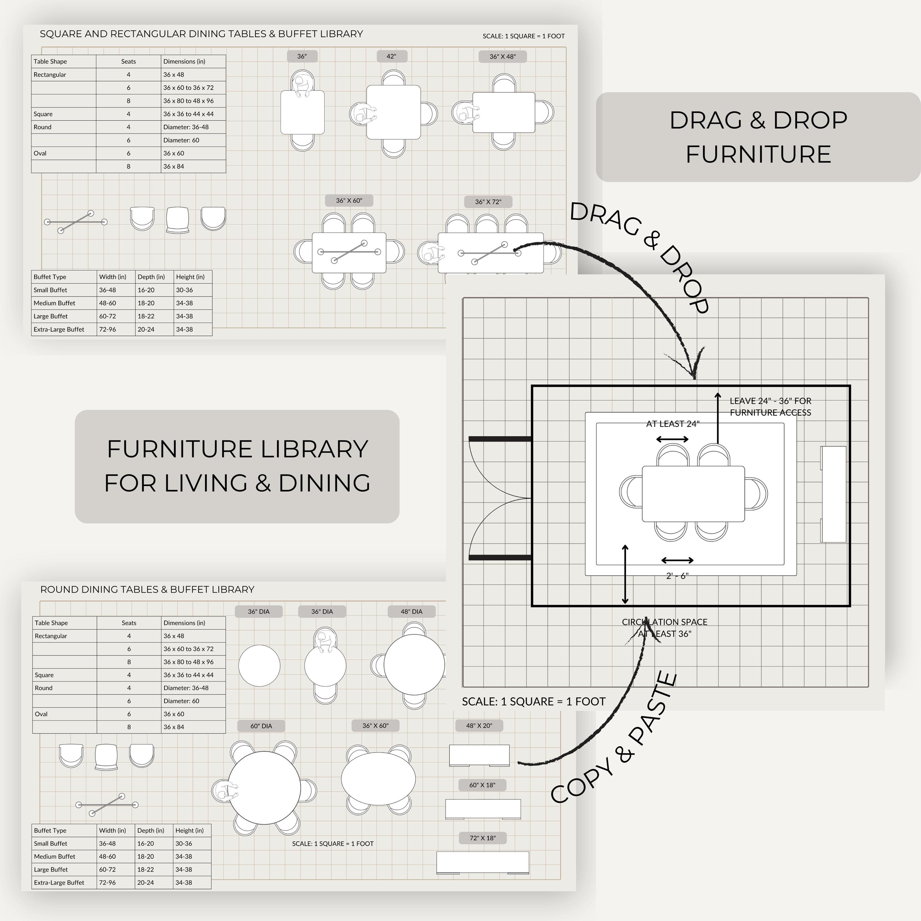 Room Planner Template Canva | Living and Dining Room Layout Planner for ...