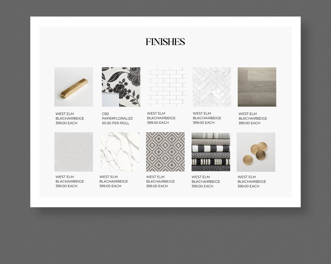 Interior Designer Canva Presentation Template, Moodboard, Finishes ...
