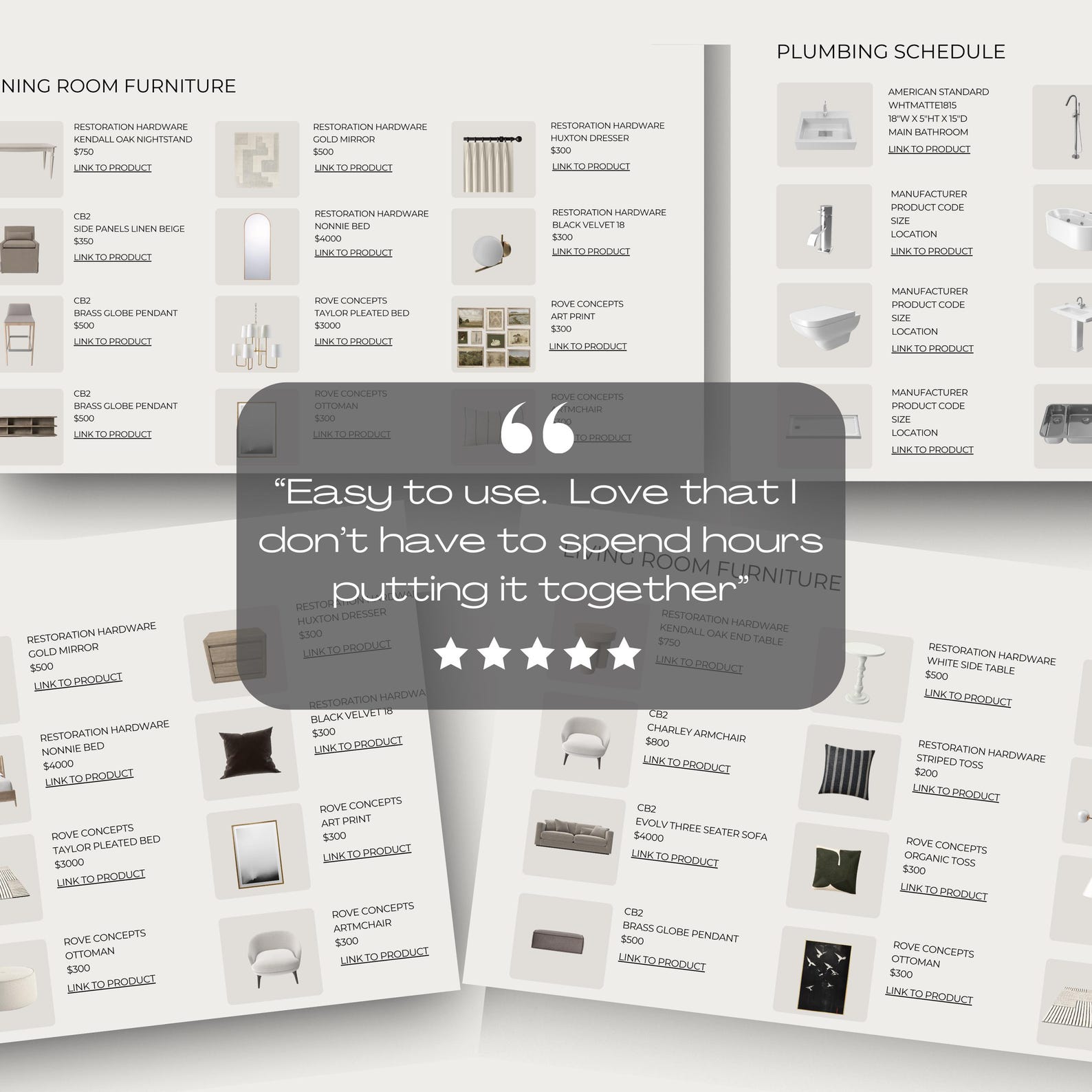 Interior Design FF&E Schedule Template, Furniture, Fixtures, Lighting ...