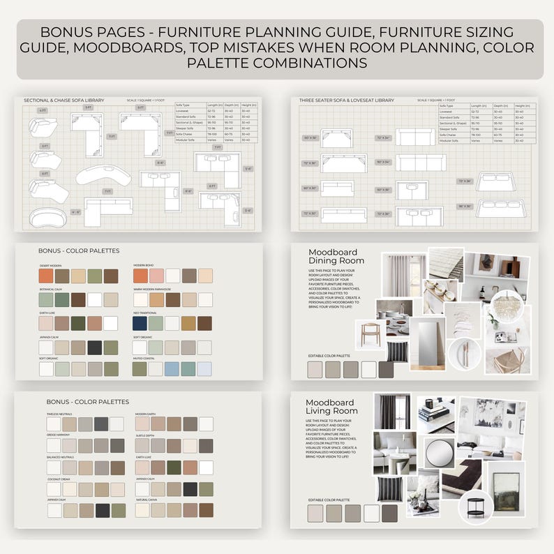 Living and Dining Room Planner Template Canva, Drag and Drop Furniture ...