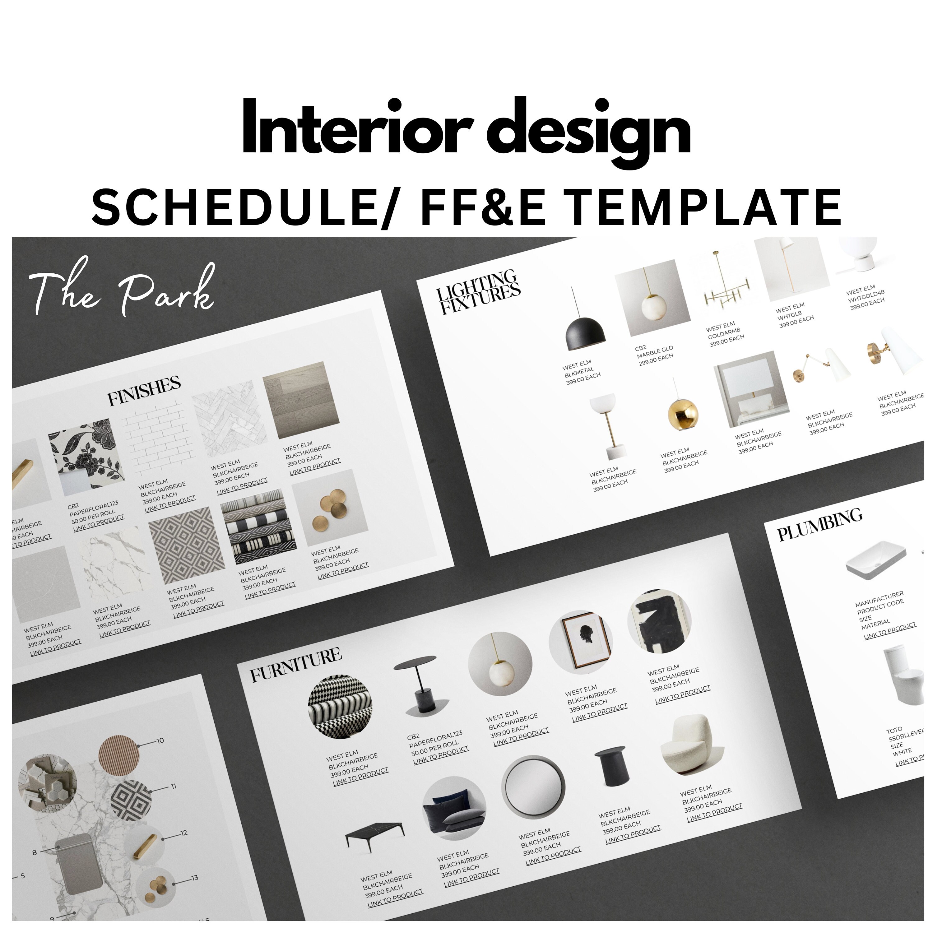 Interior Design Schedule Template, Fully Editable With Canva, Fixtures ...