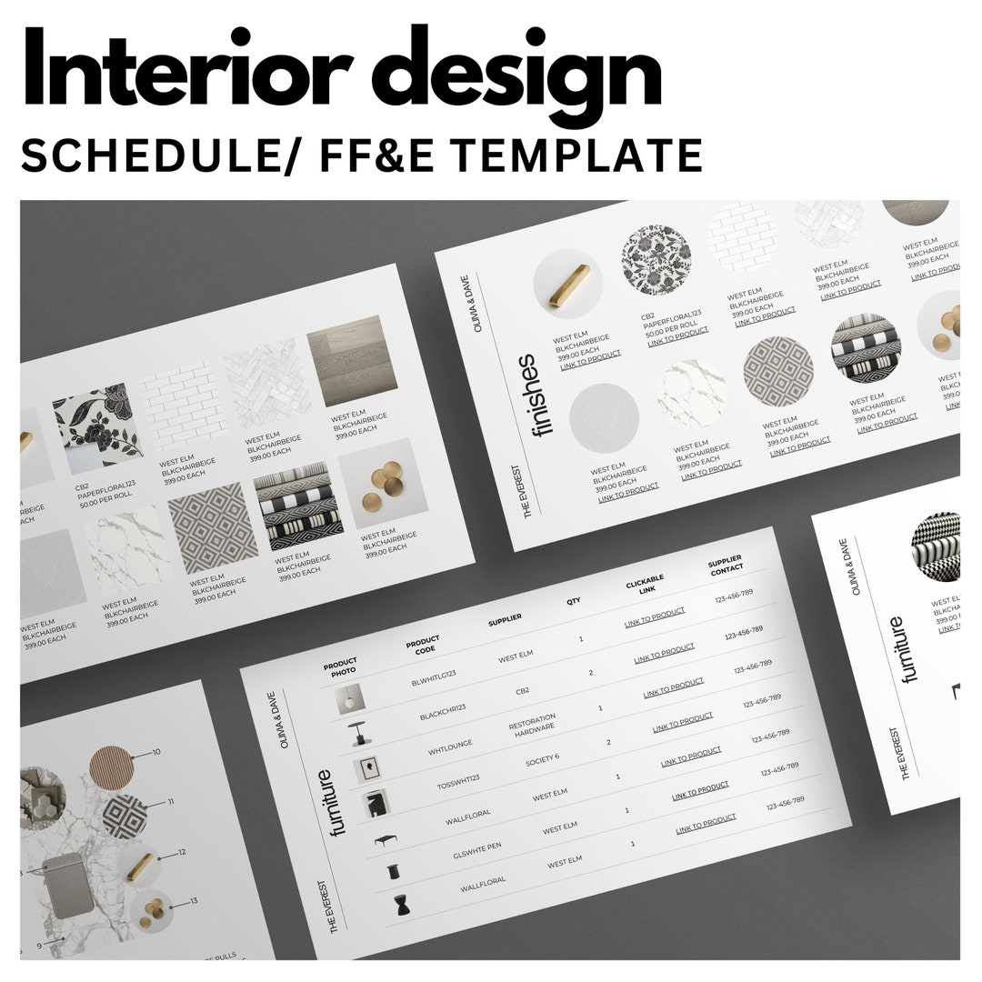 Interior Design Schedule Template, Fully Editable With Canva, Fixtures ...